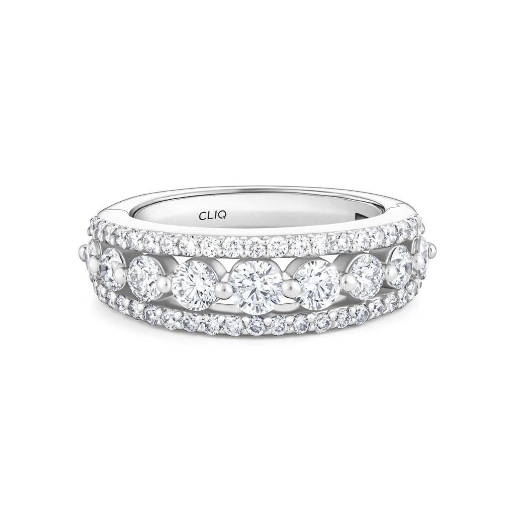 Addilyn three row varying sized diamond tapered band with polished finish