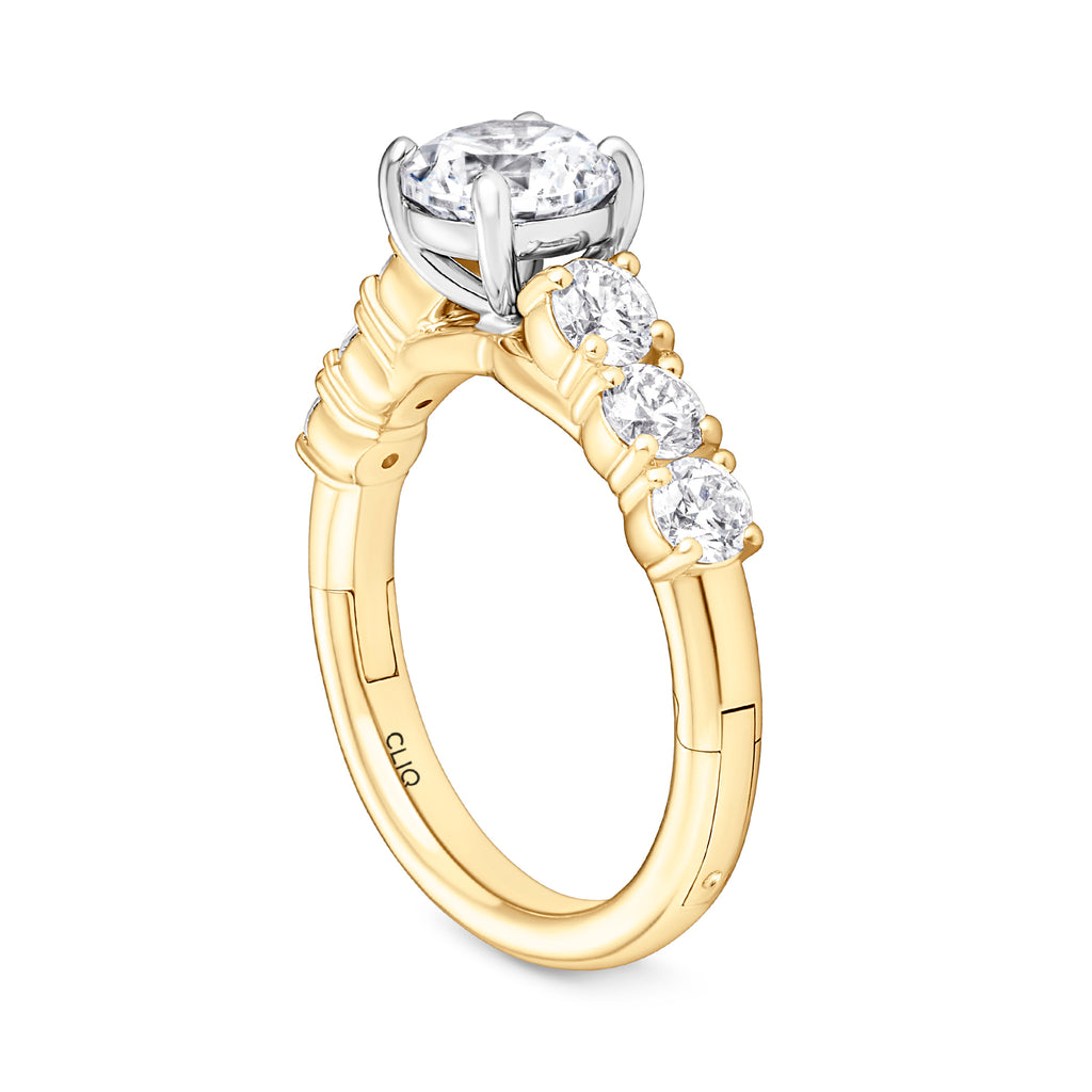 Addison solitaire diamond engagement ring with three graduating trio ...