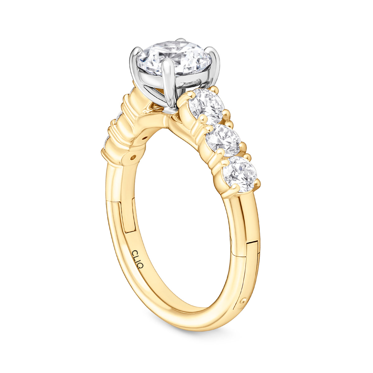 Addison solitaire diamond engagement ring with three graduating trio ...