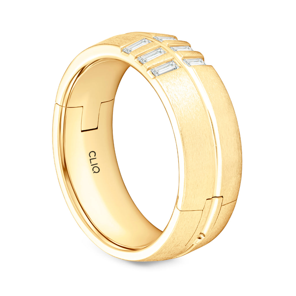 Landon matte finish beveled edge diamond mens band grooved lines