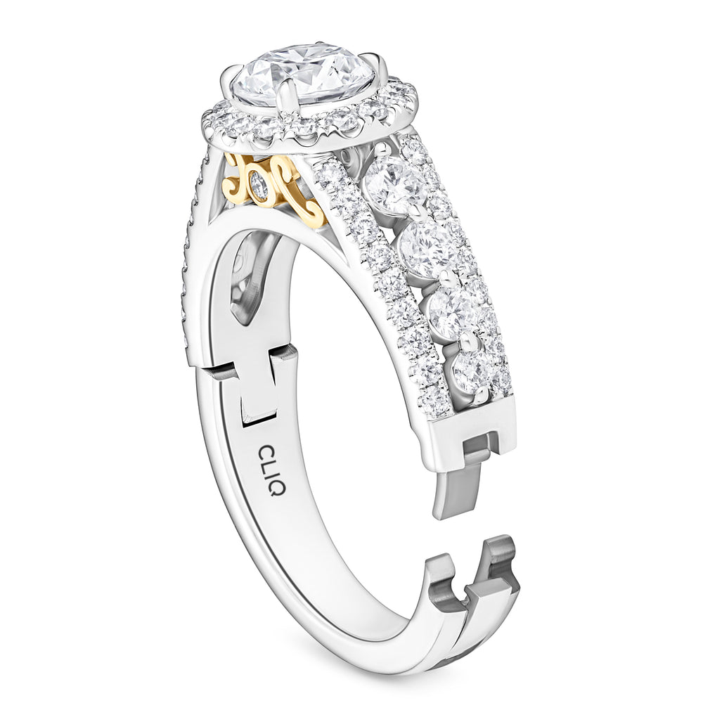 Addilyn solitaire engagement ring with hidden halo graduating side ...