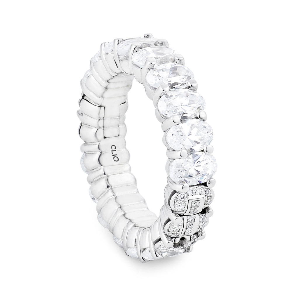 Devon oval cut diamond eternity band with polished finish