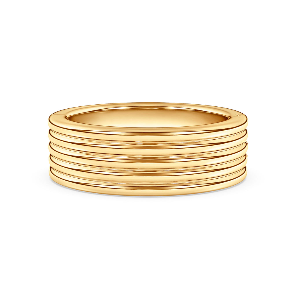 Kenzie textured carved polished band grooved lines