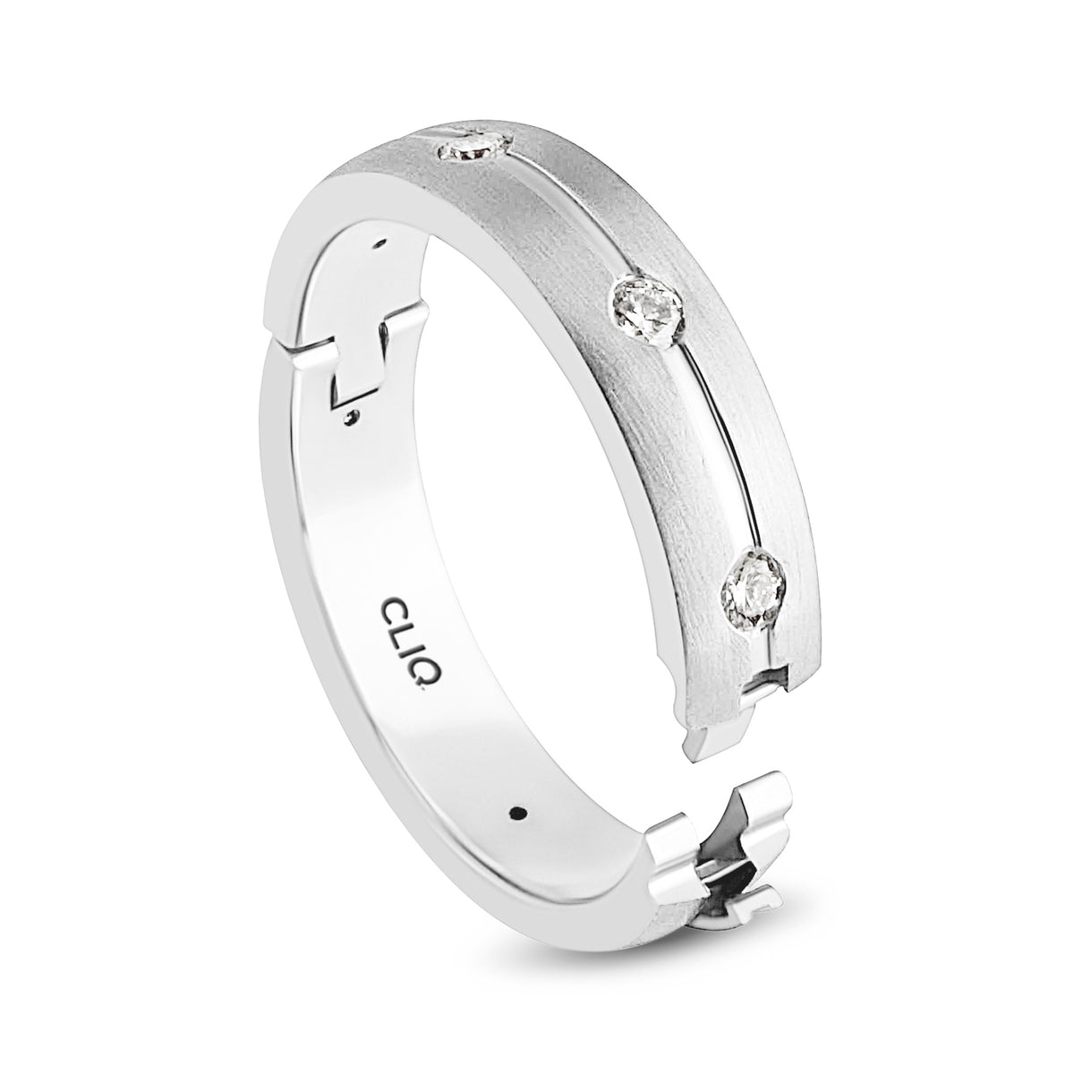 Unity multi diamond band with carved groove and matte finish – CLIQ Jewelry